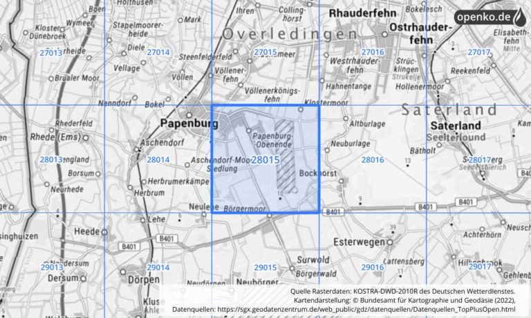 KOSTRA-DWD-2010R Rasterfeld Nr. 28015 - openko.de