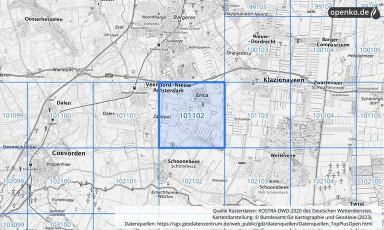 KOSTRA-DWD-2020 Rasterfeld Nr. 101102 - openko.de
