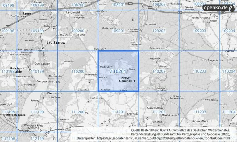KOSTRA-DWD-2020 Rasterfeld Nr. 110201 - openko.de