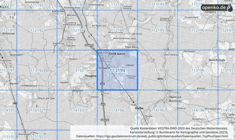 KOSTRA-DWD-2020 Rasterfeld Nr. 113194 - openko.de