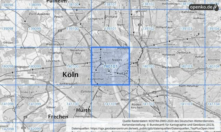 KOSTRA-DWD-2020 Rasterfeld Nr. 140101 - openko.de