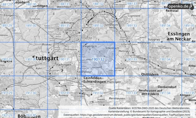 KOSTRA-DWD-2020 Rasterfeld Nr. 190132 - openko.de