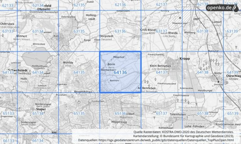 KOSTRA-DWD-2020 Rasterfeld Nr. 64136 - openko.de